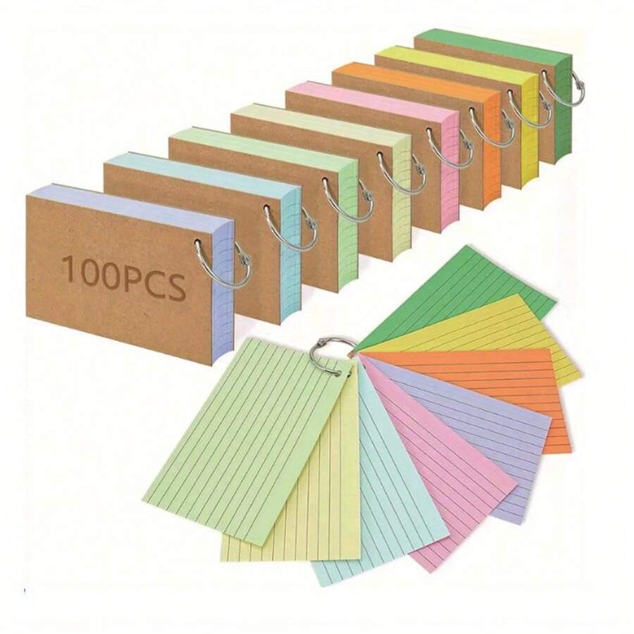 500 Pcs Index Cards, 3x5 Inches Colored Flash Cards With Ring, Lined ...