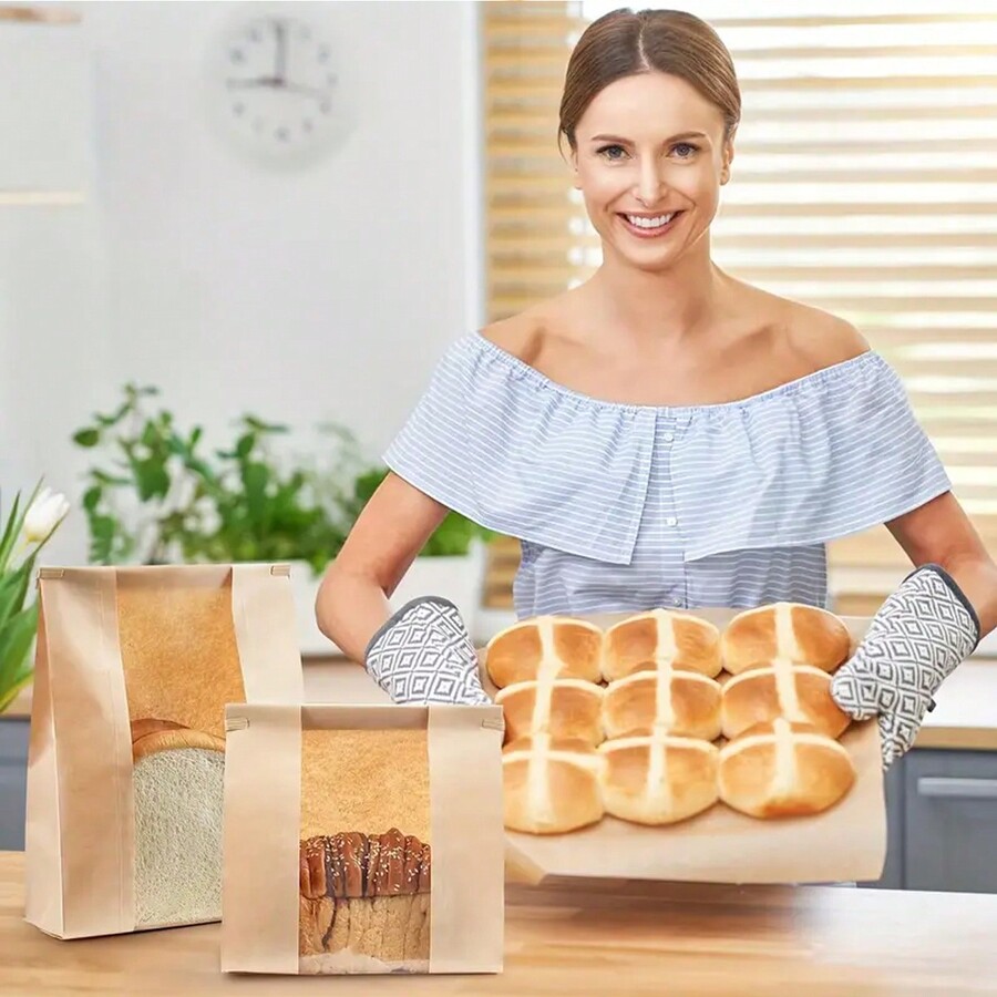 10pcs Bread Box, 10 Homemade Large Food Packaging Bag With 10 Stickers ...