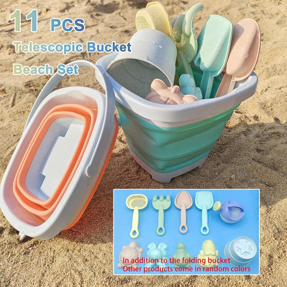 Foldable Beach Sand Bucket And Shovels Set & Sand Molds, Beach Toys ...