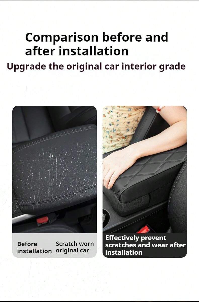 Car Memory Foam Leather Armrest Pad, Universal Diamond Patterned Auto ...