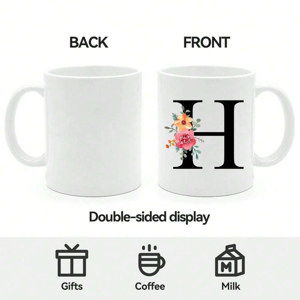 1pc, 11oz English Letter Mug, A-Z Letter Creative Surname Mug, Ceramic ...