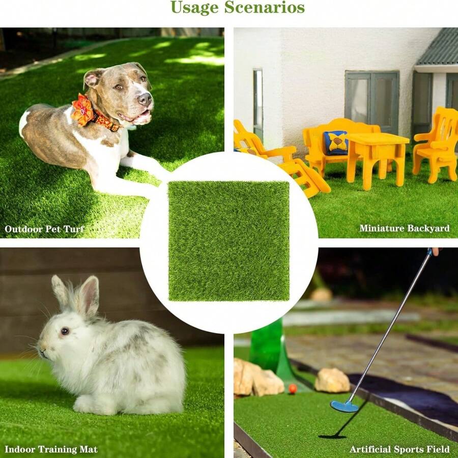 Artificial Grass Square Mat Inch Simulated Grass Lawn With Drainage Holes Synthetic Garden Grass ...