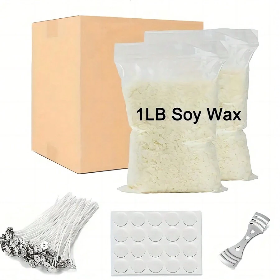 Soy Wax Candle Making Kit - 1LB Soy Wax. Candle Wicks, Holders, Stickers - Complete DIY Home ...