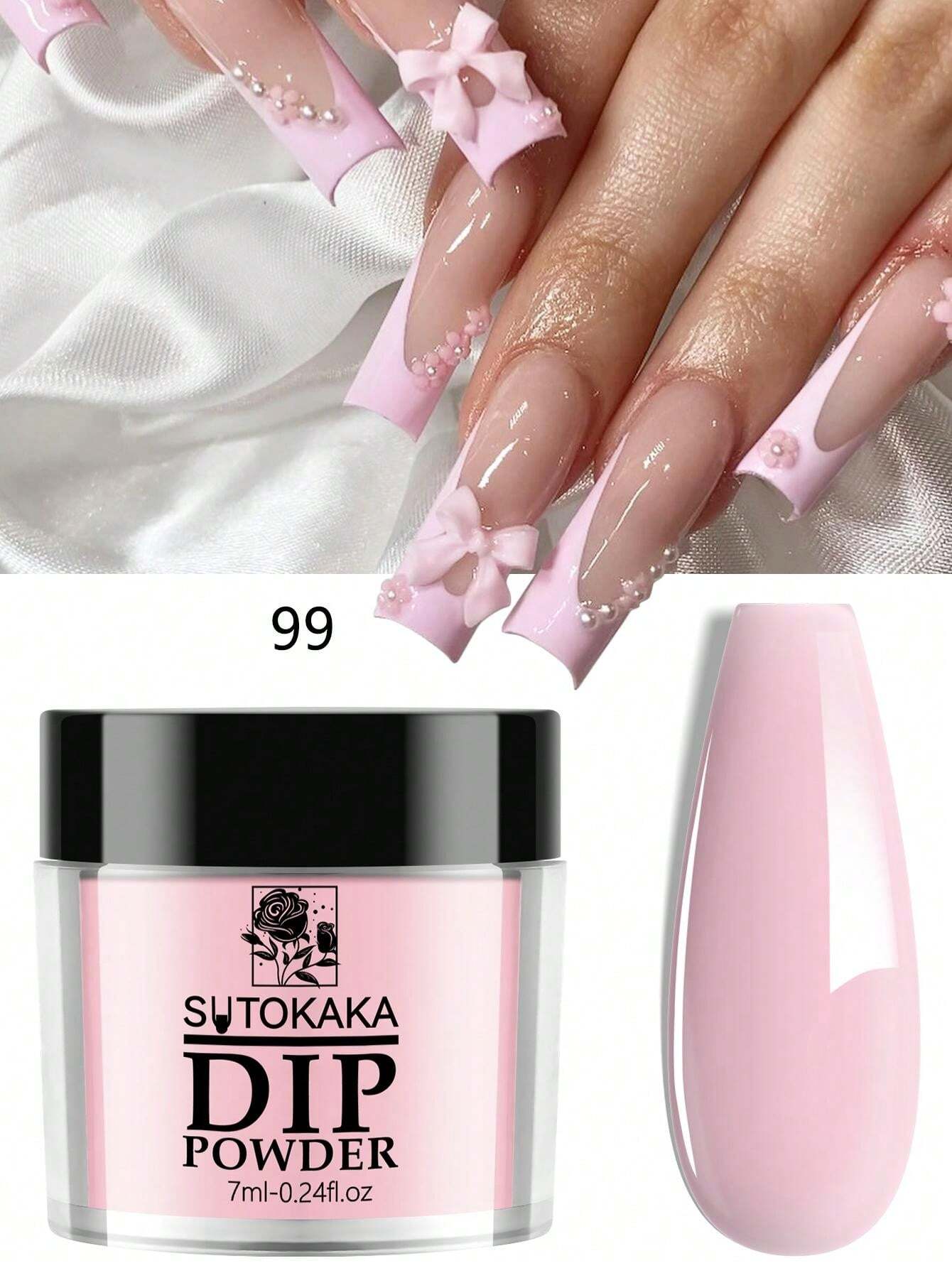 1Box 7ml Nail Art Solid Color Nail Dipping Powder White Black Pink ...