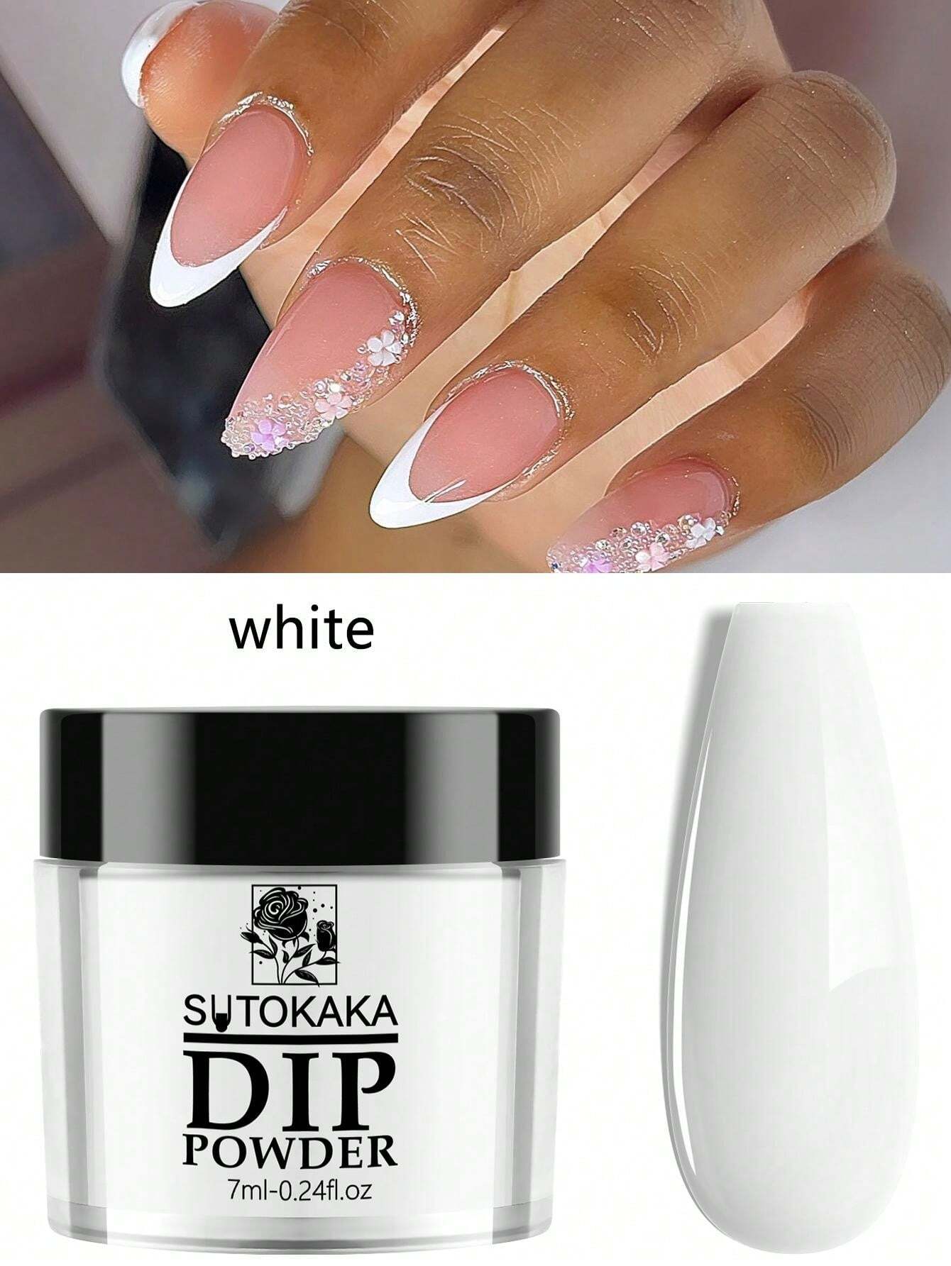 1Box 7ml Nail Art Solid Color Nail Dipping Powder White Black Pink ...