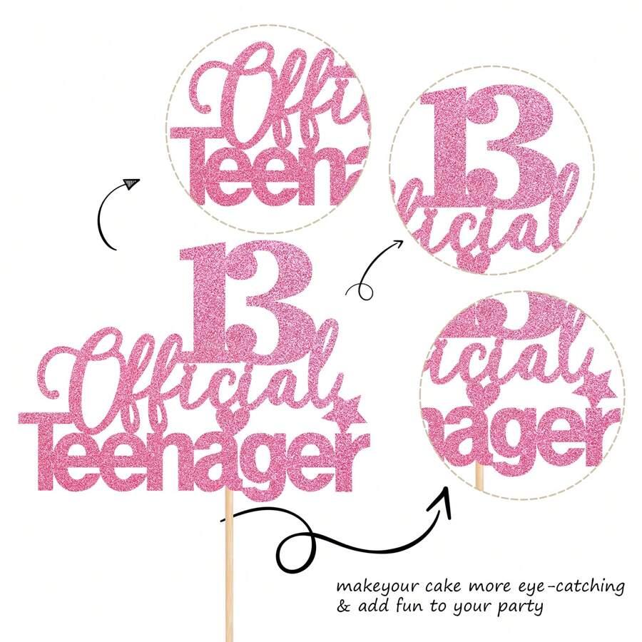 1 Pc 13 Official Teenager Cake Topper Glitter 13th Birthday Cake Pick ... 1 Pc 13 Official Teenager Cake Topper Glitter 13th Birthday Cake Pick ...