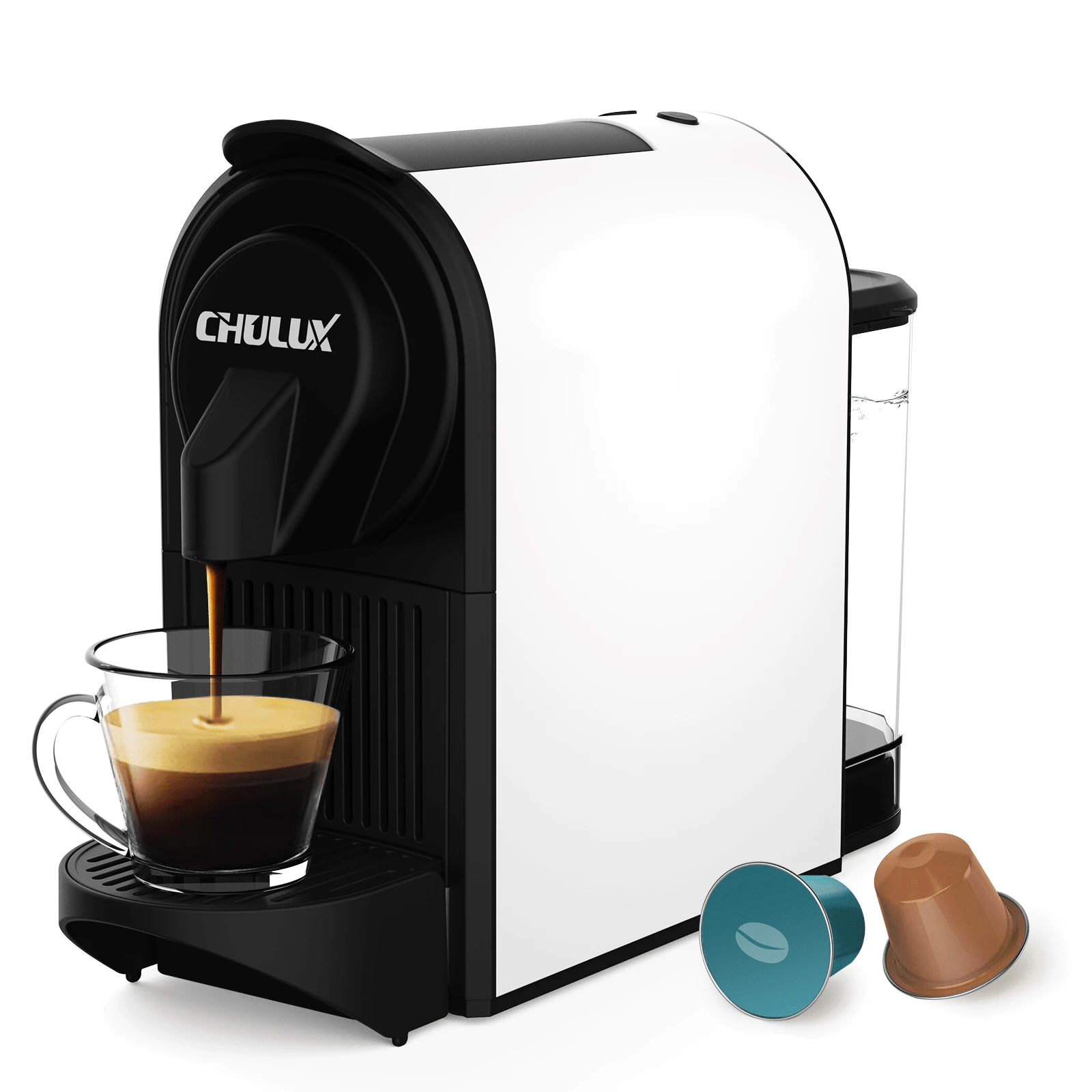 Single Serve CHULUX Plug-In 24 Ounce Espresso Machine, White, With 20 ...