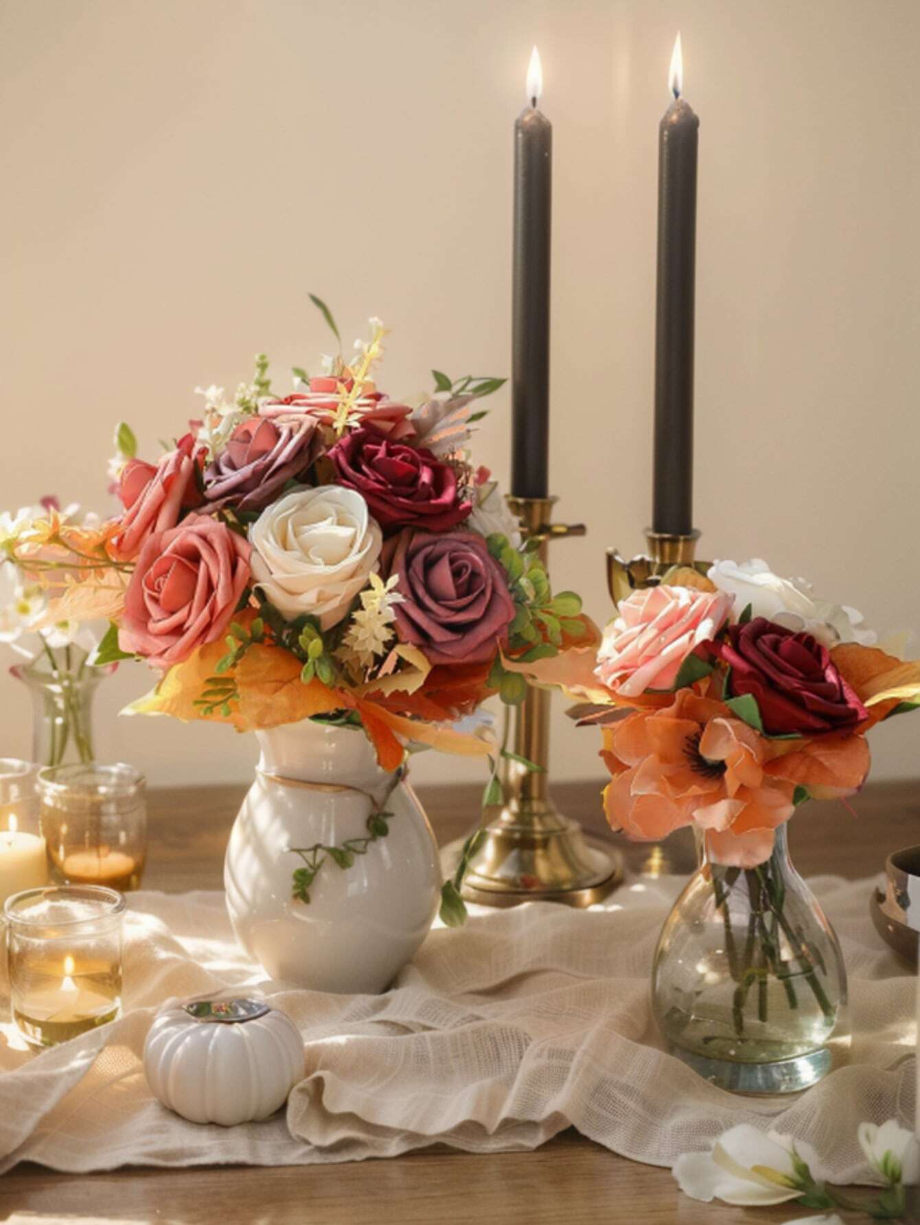 25 pièces Fleurs artificielles aux couleurs dégradées ressemblant au ...