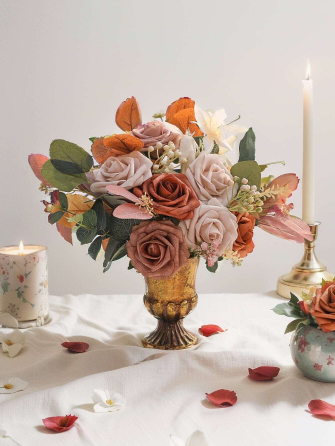 25 pièces Fleurs artificielles aux couleurs dégradées ressemblant au ...