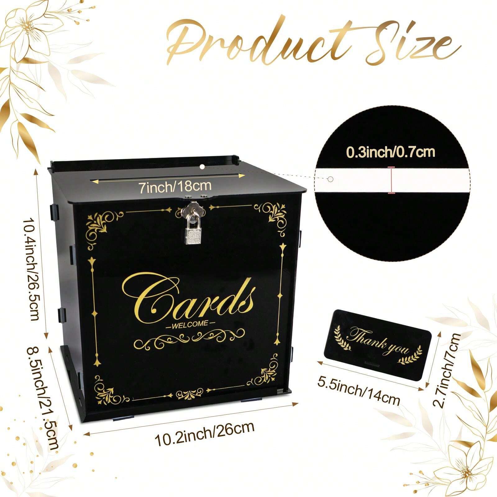 1pc,10.4*10.2*8.5inch,Acrylic Wedding Card Box With Lock, Black Gift ...