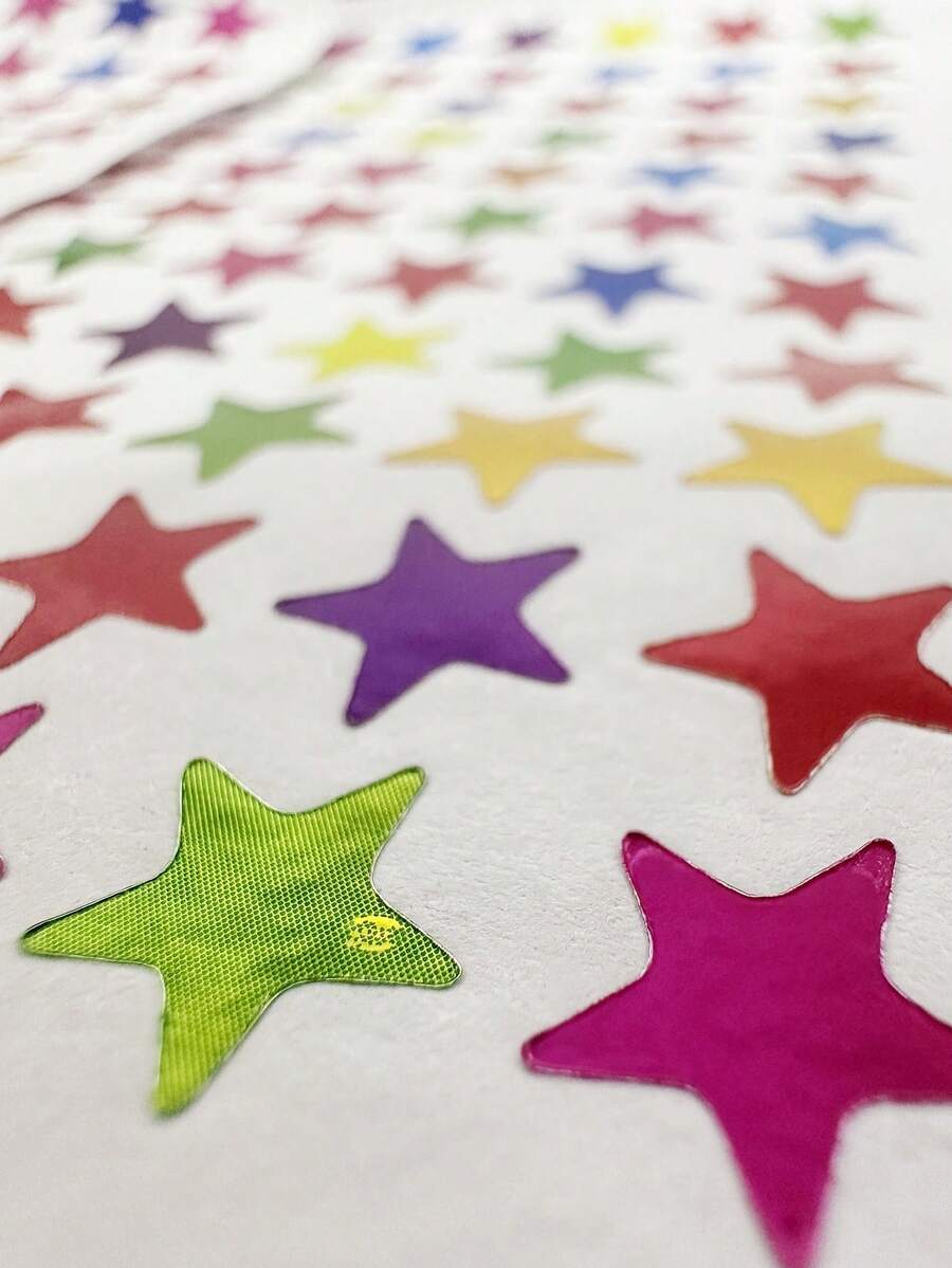 880pcs Red & Colorful Foil Stars Stickers, Stationery Children Rewards ...