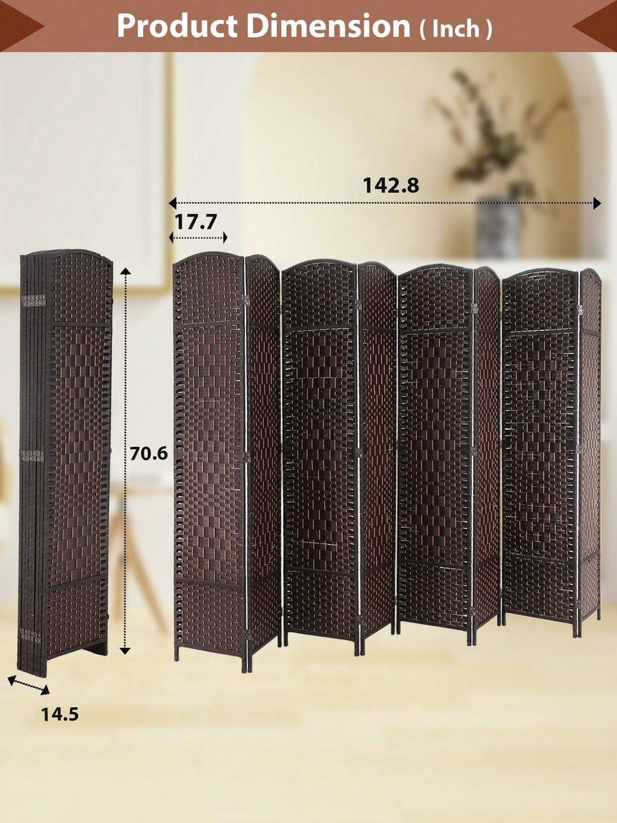 Room Divider 8 Panel Folding Privacy Divider 6 Ft Indoor Wall Divider ...
