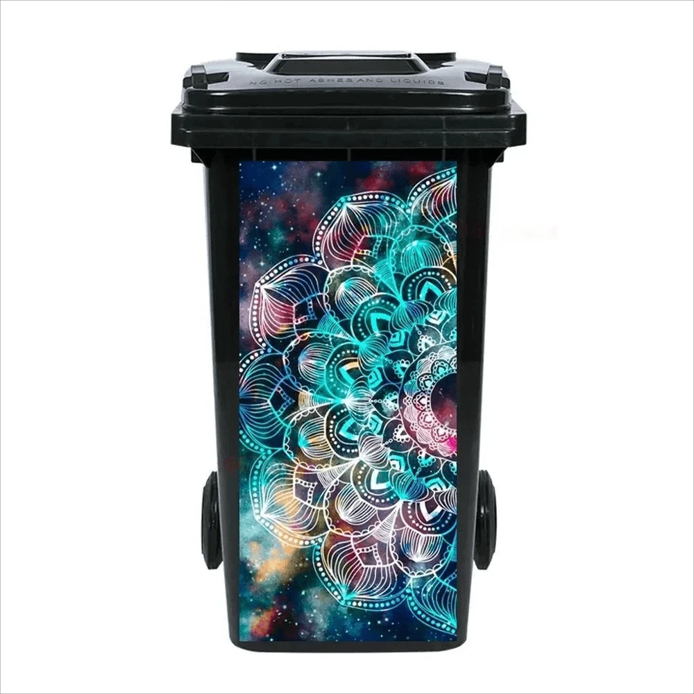 Black Gold Mandala Trash Can Art Mural Decals Waterproof Outdoor ...