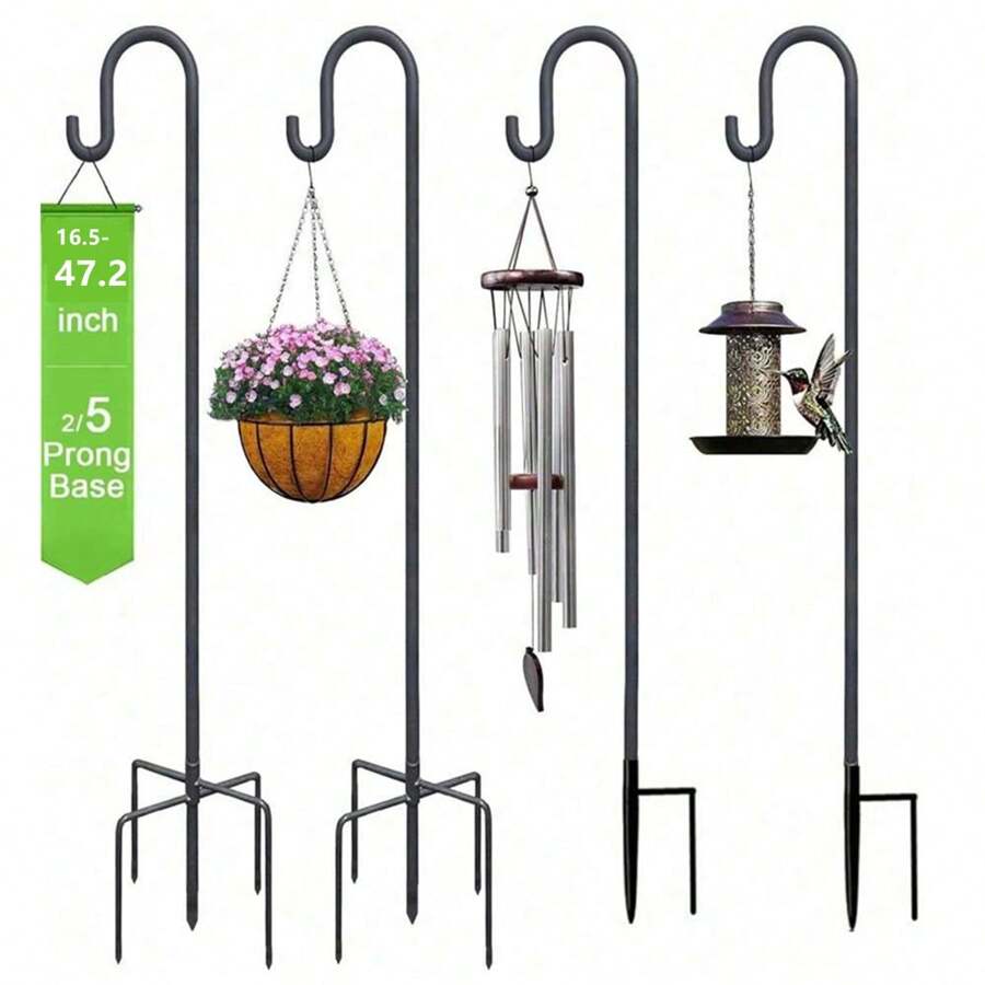 [Upgrade Version] 1pc Adjustable Shepherds Hook Bird Feeder Pole With 2 ...