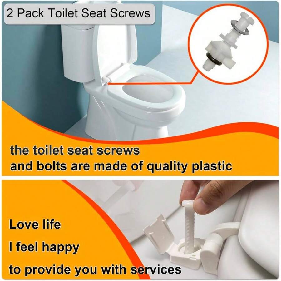 2 Pack Universal White Plastic Toilet Seat Screws Replacement, Toilet ...