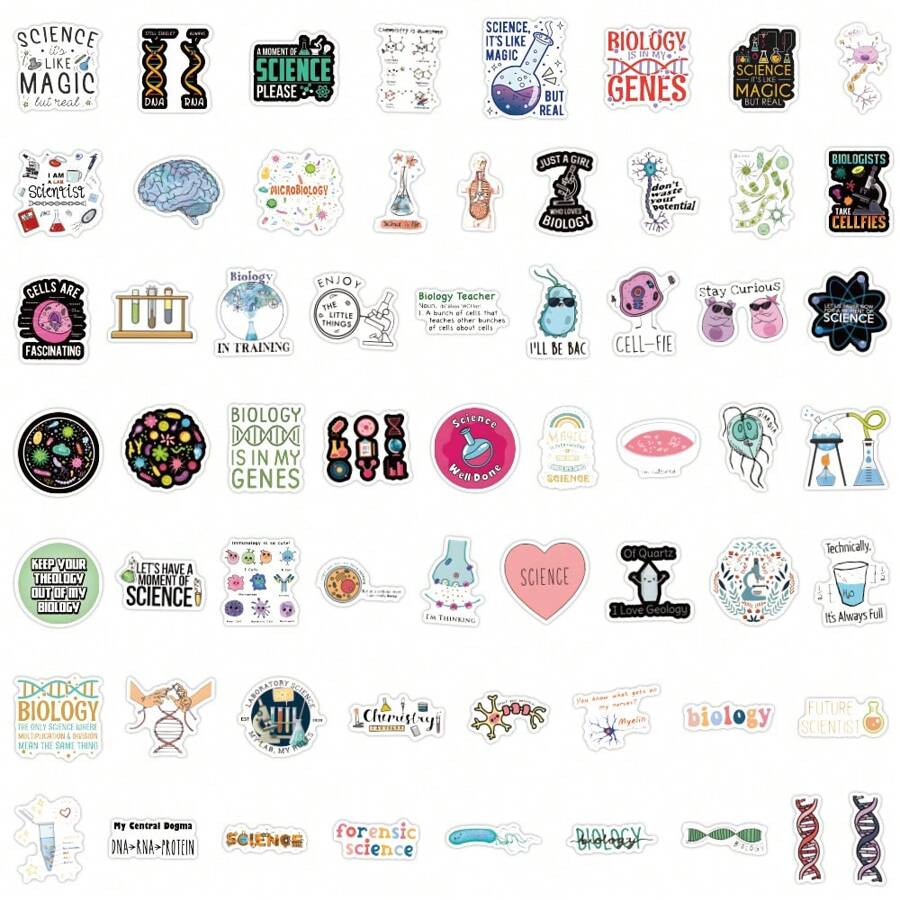 60PCS Biology Stickers Vinyl Aesthetics Stickers For Scrapbooking ...