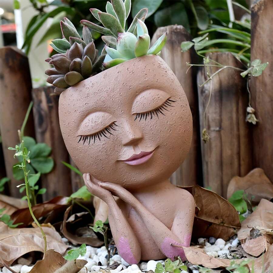 Face Planter Pot Head Planters Pots Unique Flower Pot For Indoor ...