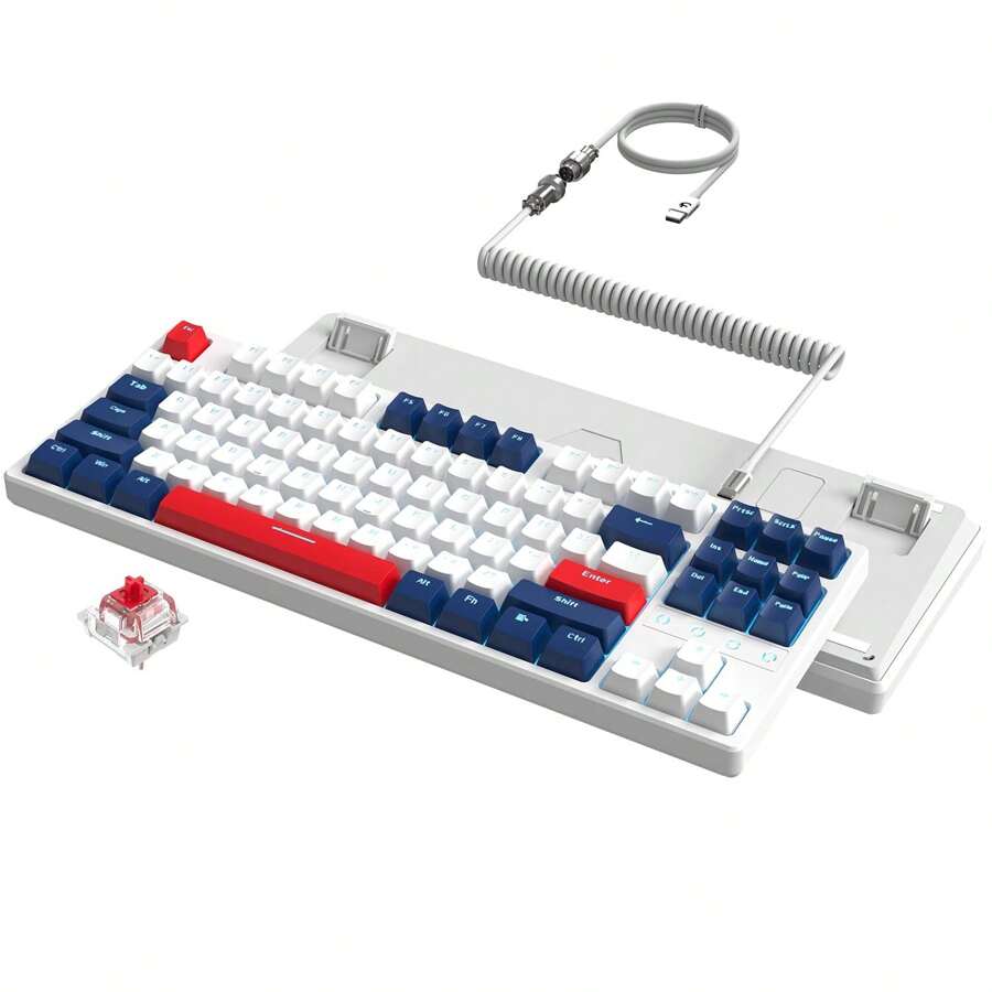 Wireless Gaming Keyboard And Custom Coiled USB C Cable,Triple Mode 2 ...
