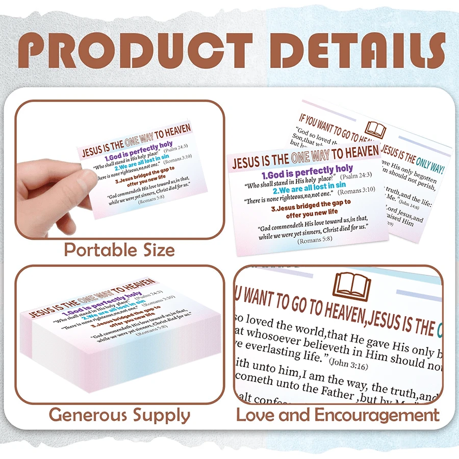 100pcs Loose Jesus Is The Way Cards With Gospel Message; Holy Postcards ...