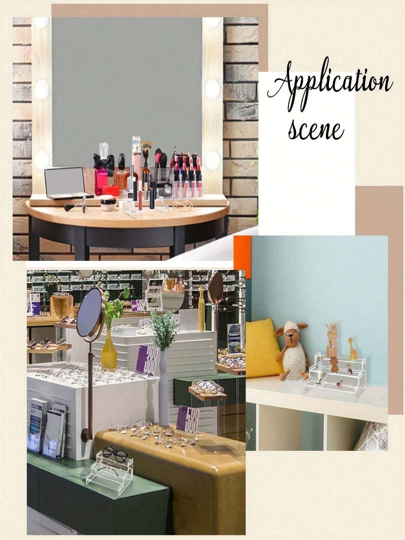 16Pcs/Set Crystal-Clear Acrylic 3-Tier Display Stand - Compact Desktop ...