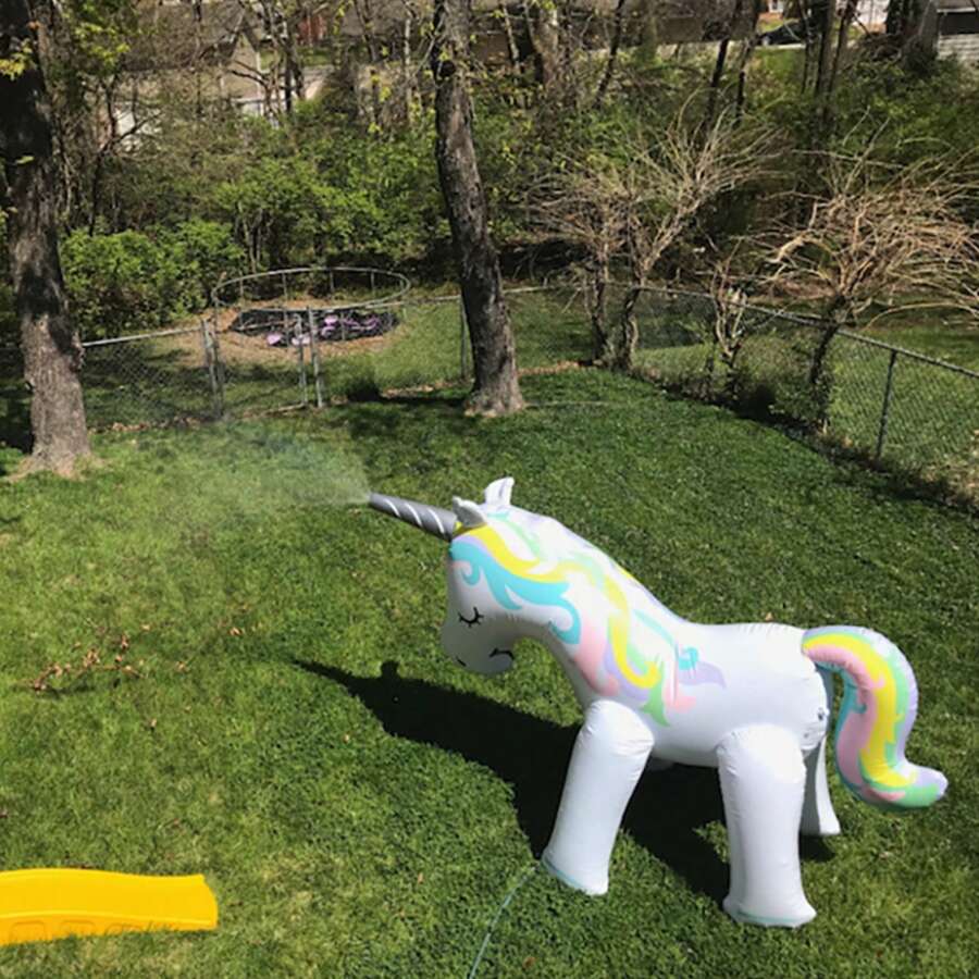 Summer Garden Courtyard Interactive Large Inflatable Unicorn Sprinkler ...