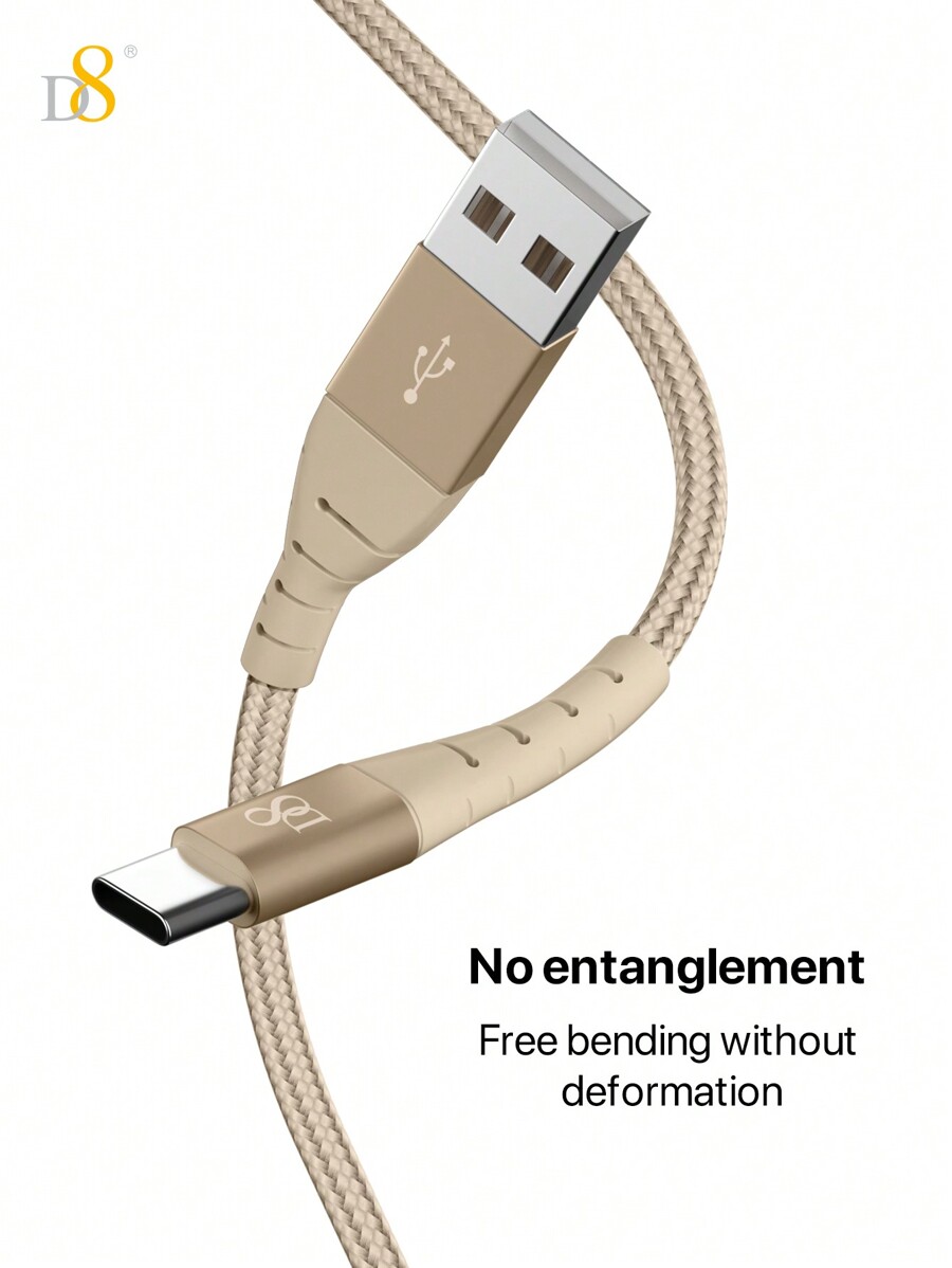 D8 USB Type C Cable,(1M,60W/3A)USB A To USB C Fast Charging Braided Charge Cord ,Compatible With ...