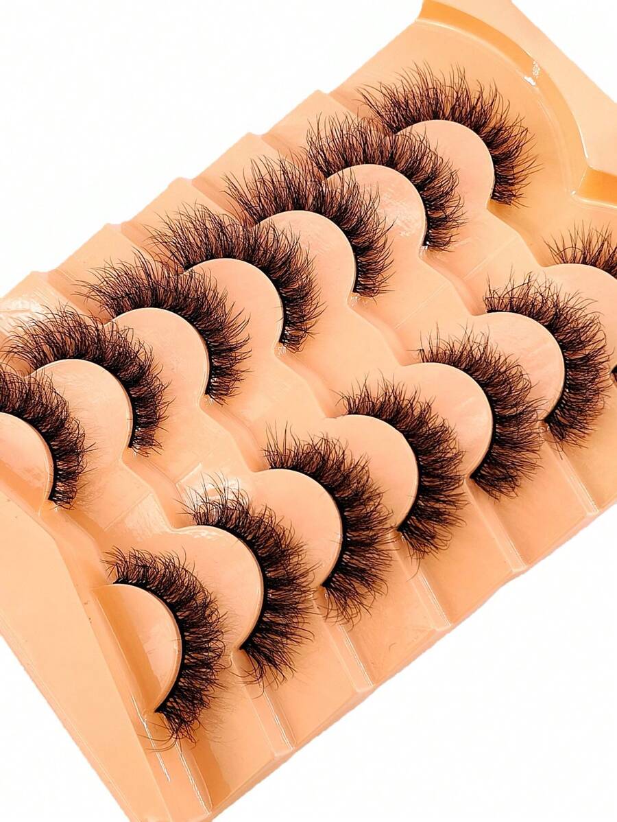 7 Pairs Pack Thick Curly Fluffy Volume False Eyelashes Mink Lashes Cat