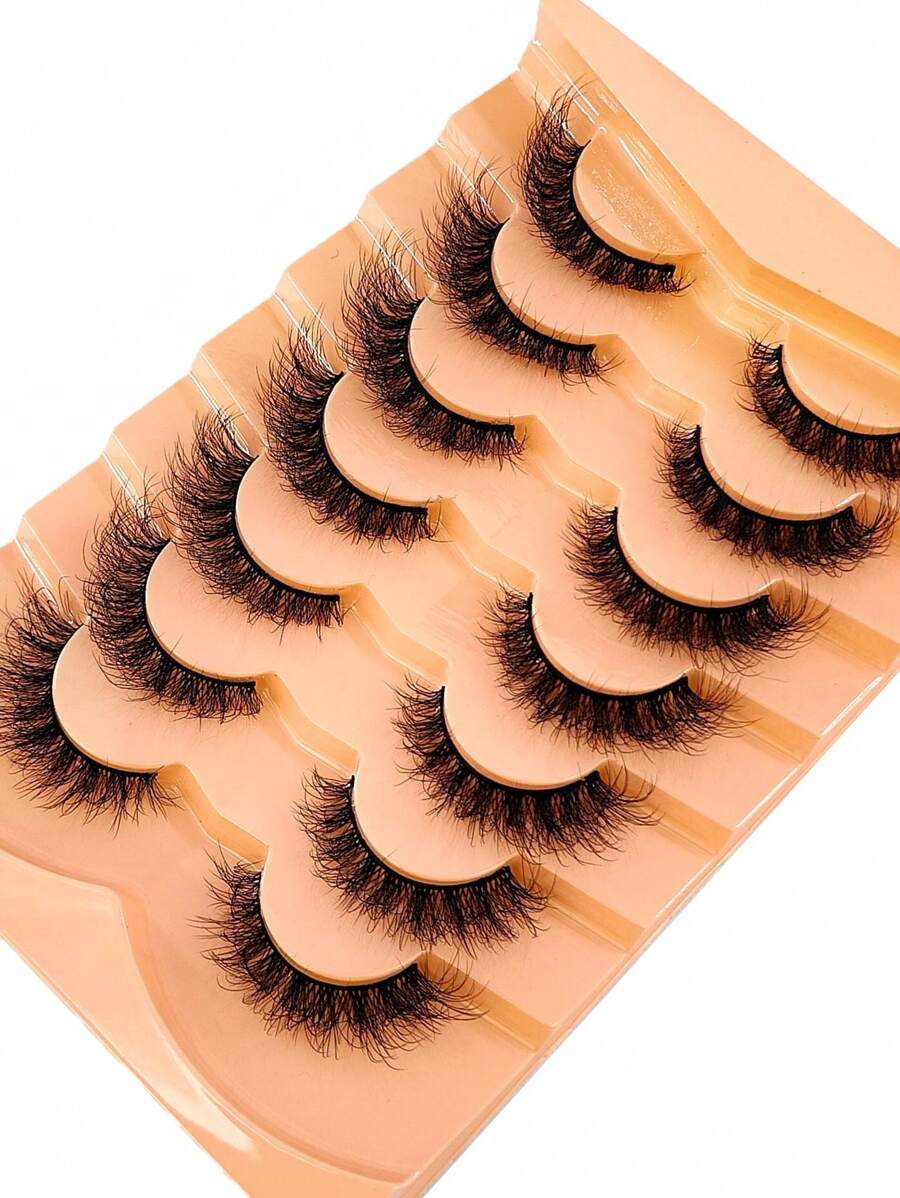 7 Pairs/Pack Thick Curly Fluffy Volume False Eyelashes Mink Lashes Cat ...