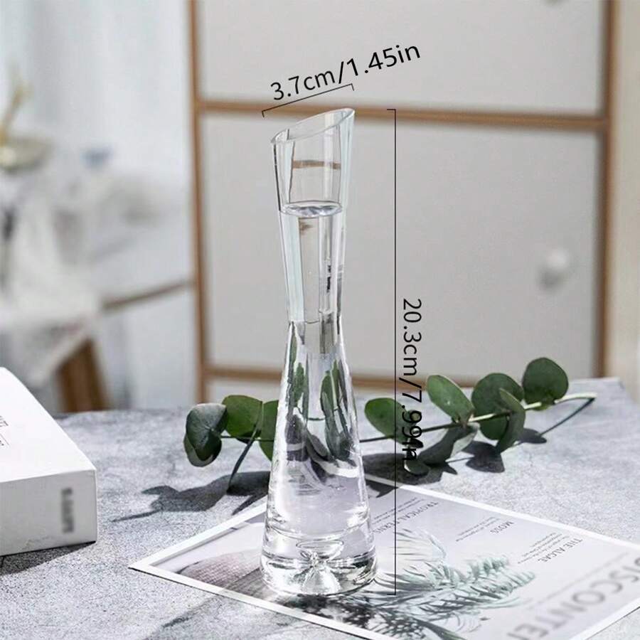 1pc Clear Glass Mini Vase With Single Flower Holder Home Decoration ...