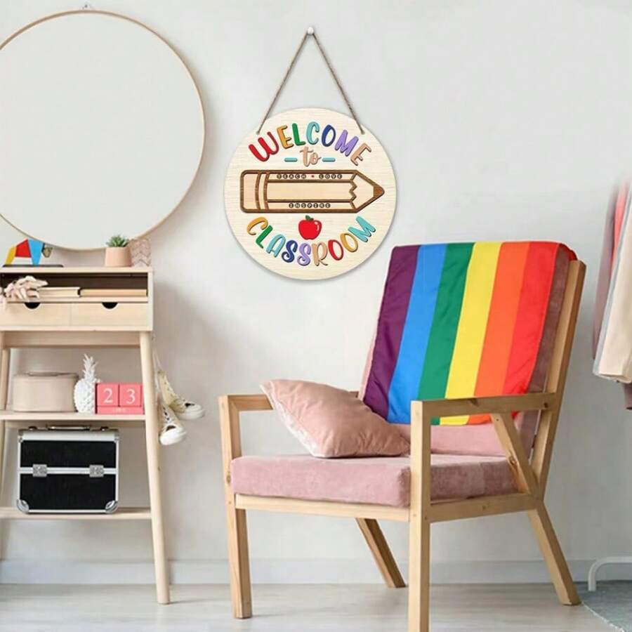 Back To School Wooden Door Sign, Party Decoration For Start Of School ...