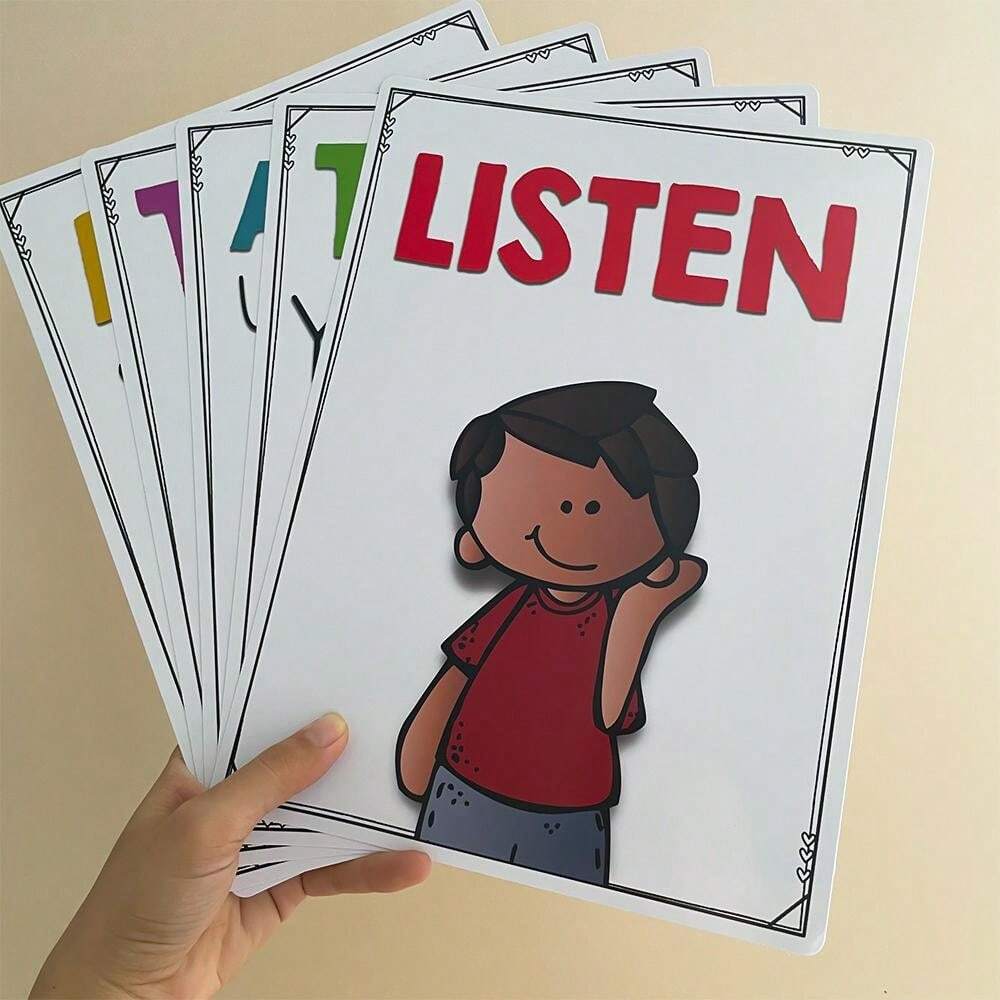 Class Rules Educational Classroom Posters Set Of 10 Charts For Toddlers ...