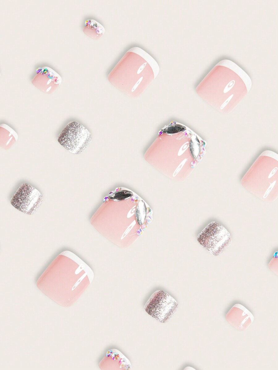 Upgrade uw look direct met 24 stuks korte vierkante vorm druk op teennagels set elegant en ...