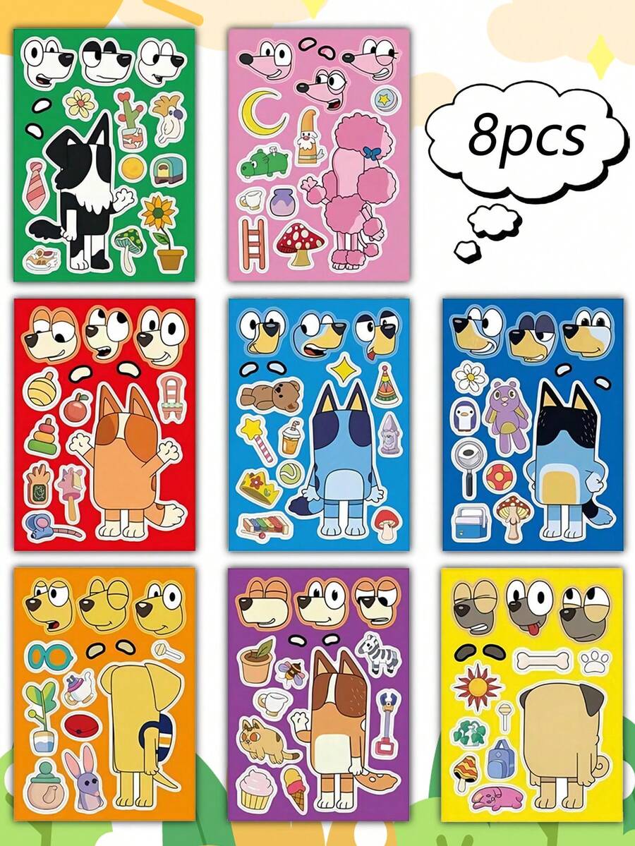 8/16/24/48 Sheets Make A Face Stickers For Kids, Cartoon Stickers, DIY ...