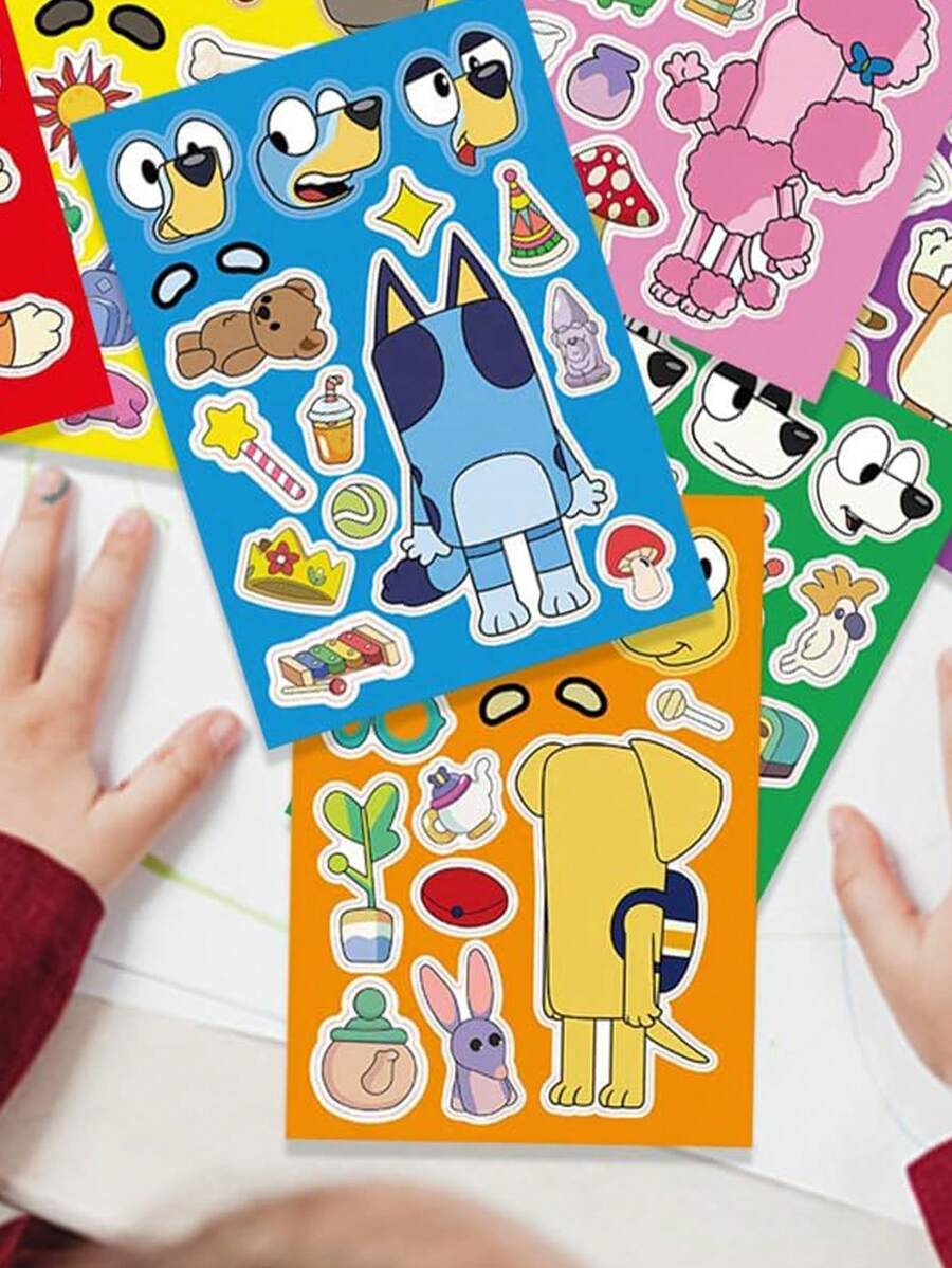 8/16/24/48 Sheets Make A Face Stickers For Kids, Cartoon Stickers, DIY ...