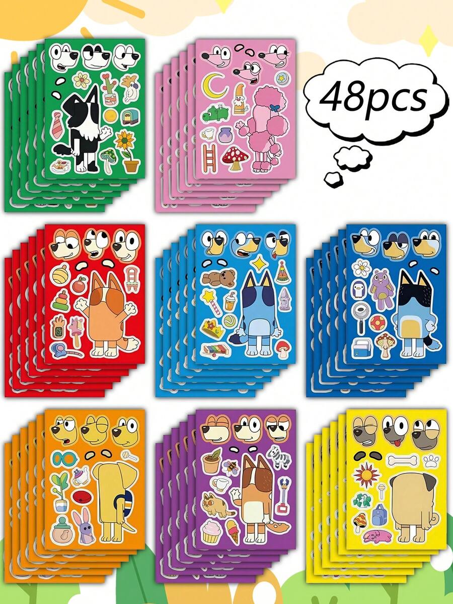 8/16/24/48 Sheets Make A Face Stickers For Kids, Cartoon Stickers, DIY ...