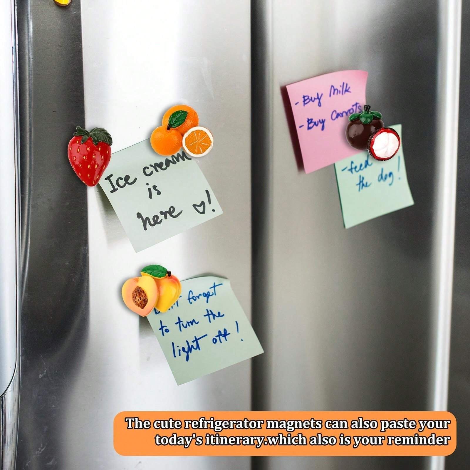 7pcs Cute Cartoon 3D Resin Fruit Fridge Magnets, Used For Refrigerator ...
