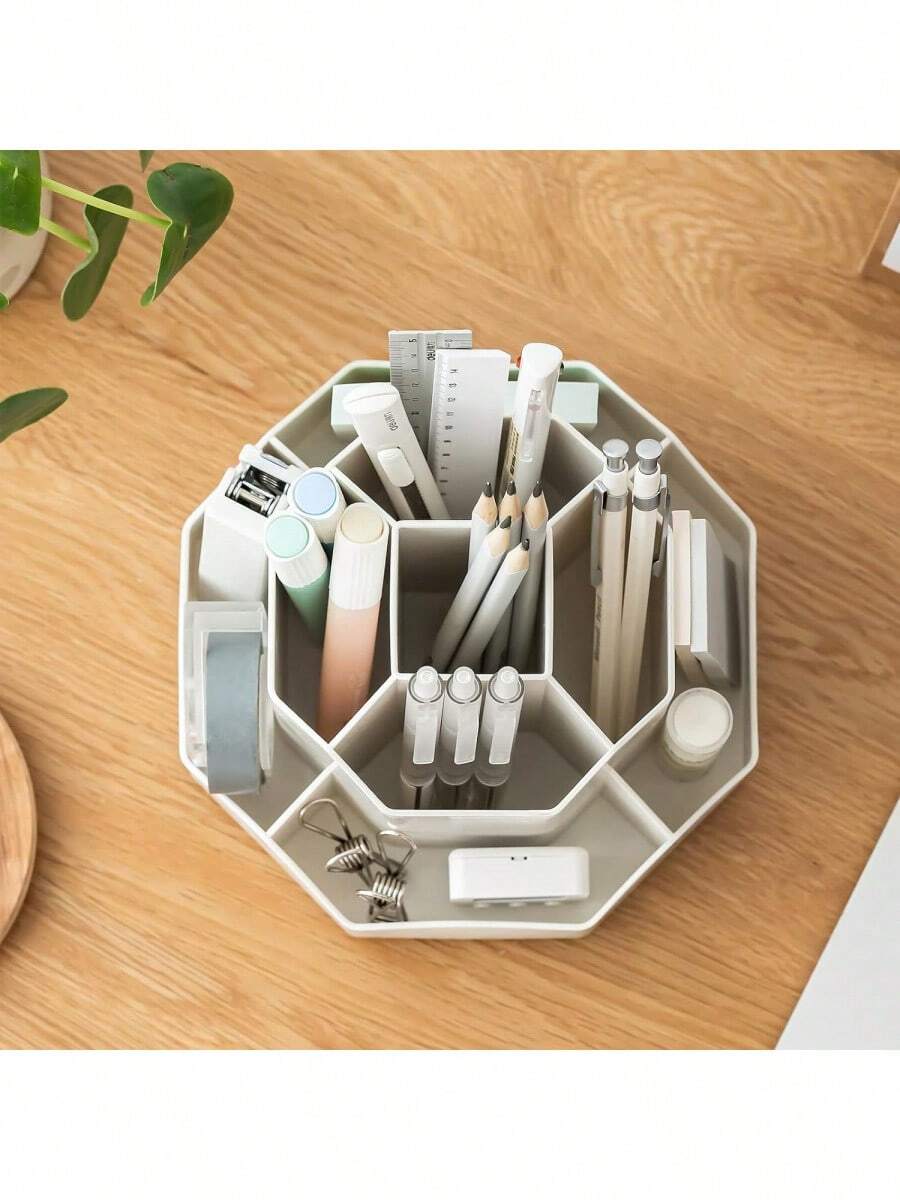 Desk Pen Holder, 9 Compartments Desktop Organizer With 360 Degree ...