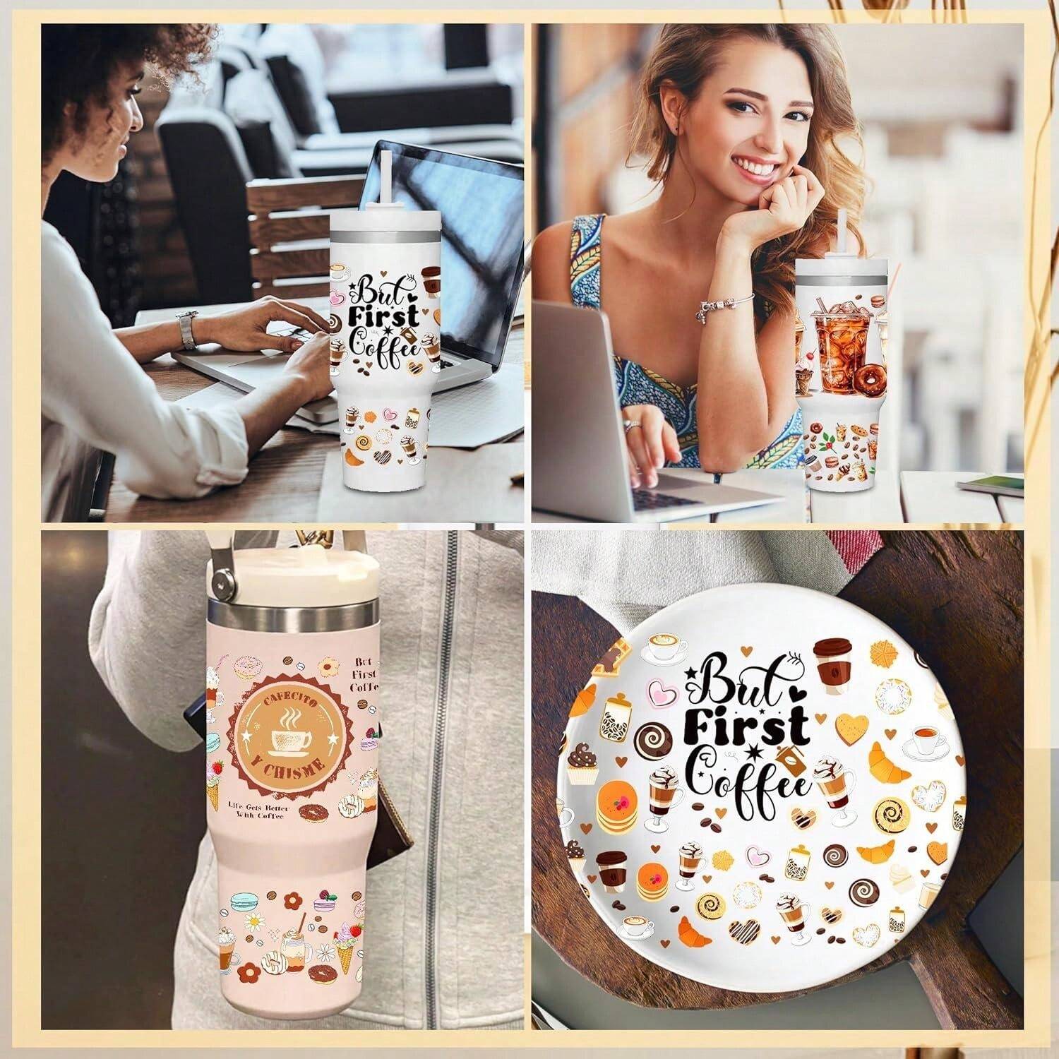 UV DTF Cup Wrap Transfer - 6 Sheets Coffee Ice Cream Bread Dessert ...