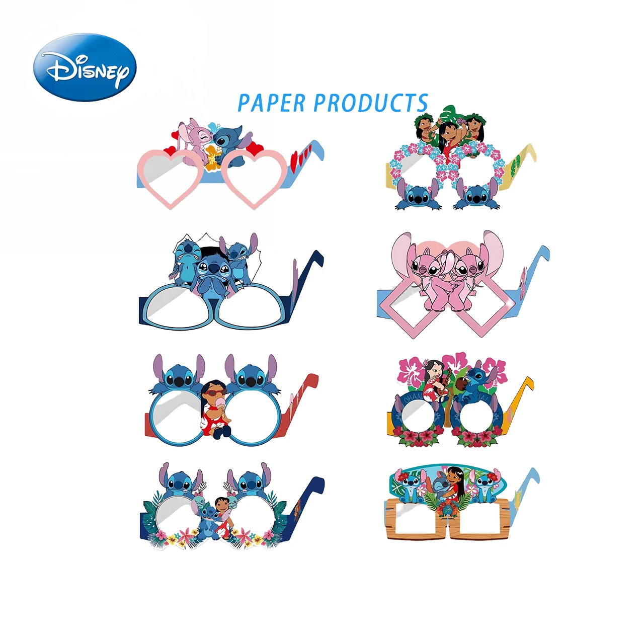 New 8pcs Lilo And Stitch Paper Party Glasses Stitch Angel Birthday ...
