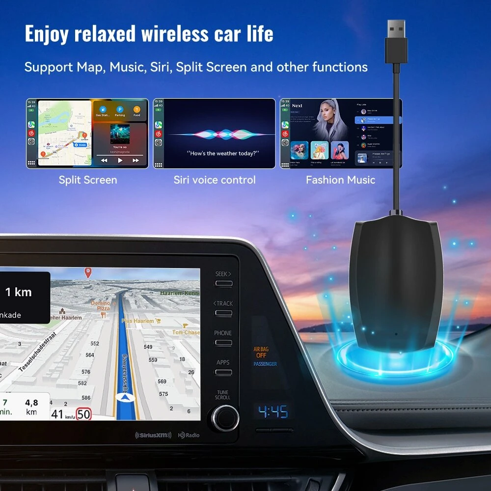 محول سيارة Acodo 2 في 1 Mini Ai Box Carplay اللاسلكي لنظام Android Auto مالتي الوظائف سلكي
