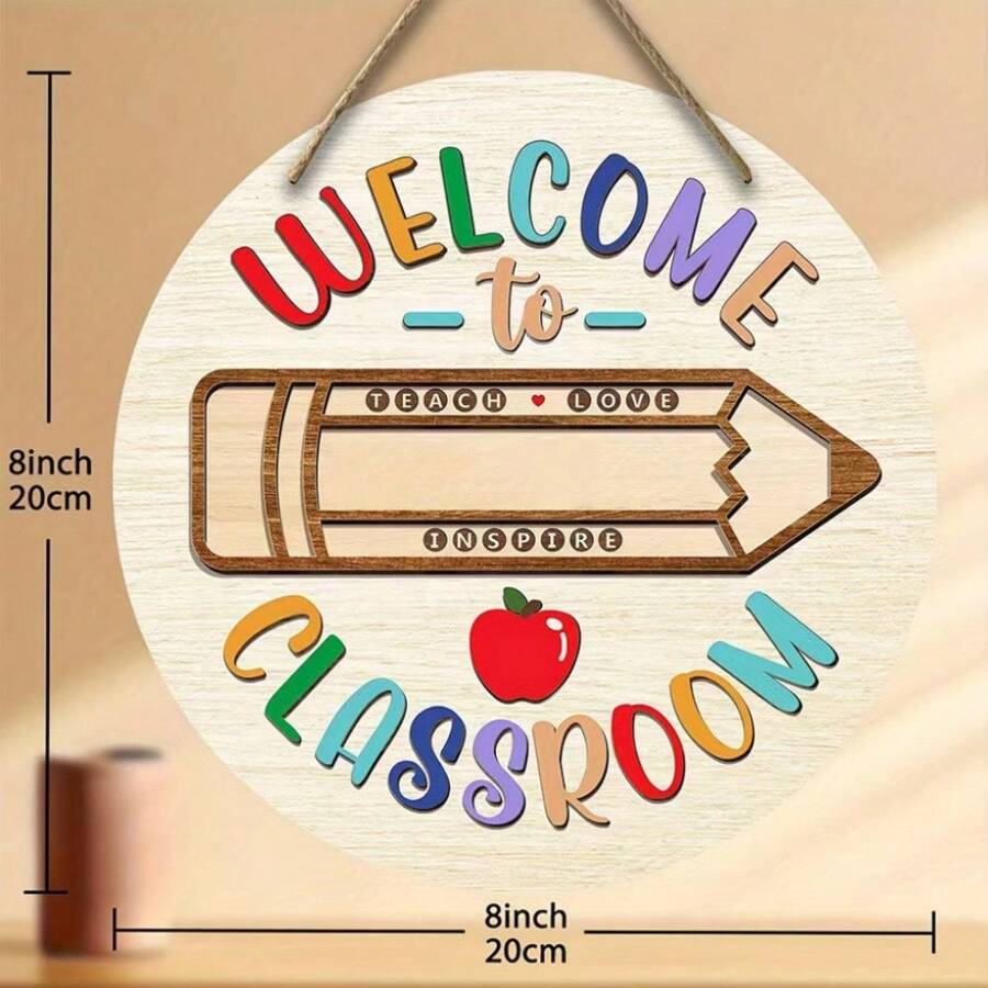 Back To School Wooden Door Sign, Party Decoration For Start Of School ...