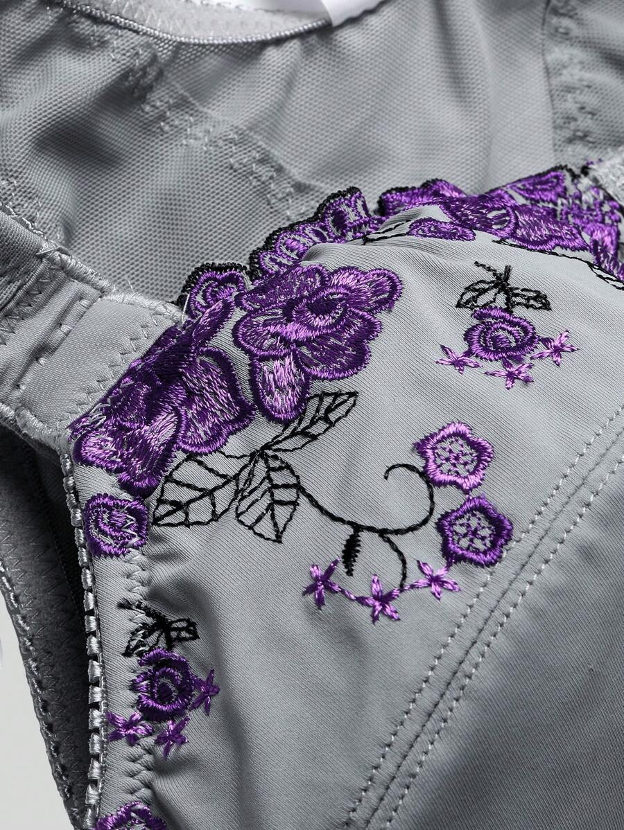 Plus Size Elegant Bra, Women's Plus Wireless Full Coverage Floral ...