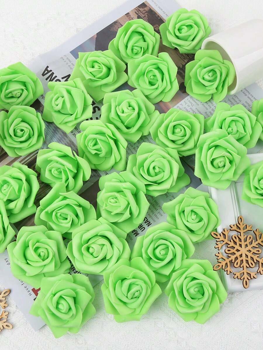 100Pcs Artificial Rose Flower Heads, Real Looking Foam Fake Roses For ...