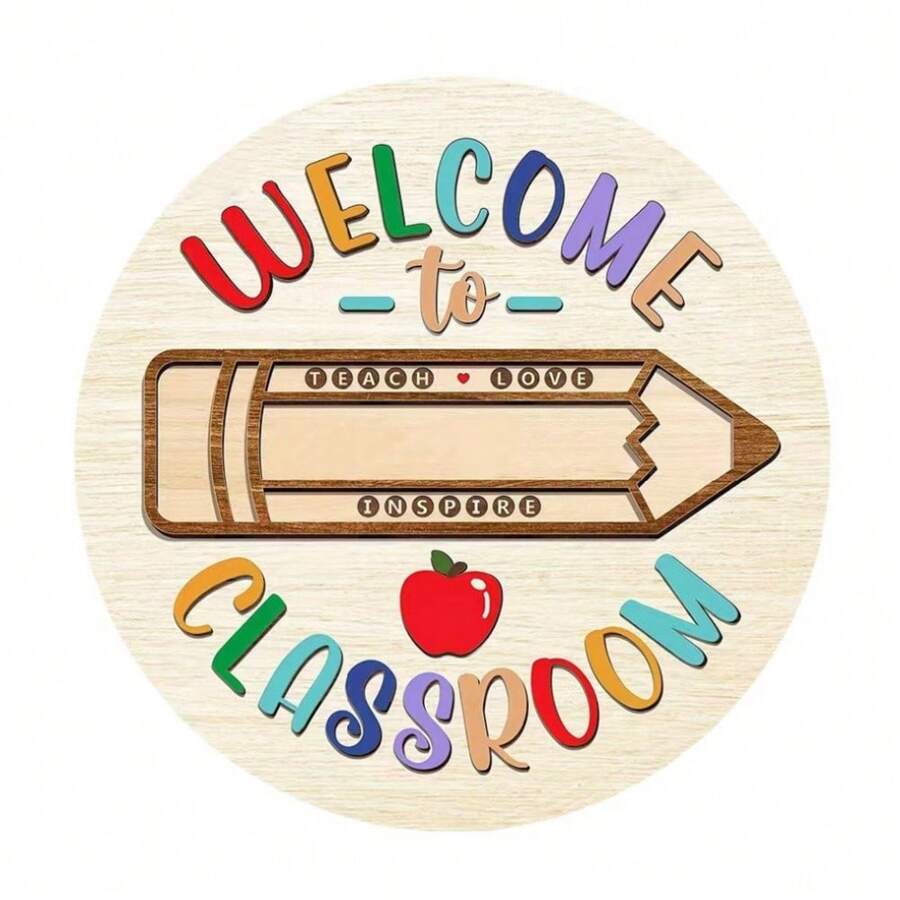 Back To School Wooden Door Sign, Party Decoration For Start Of School ...