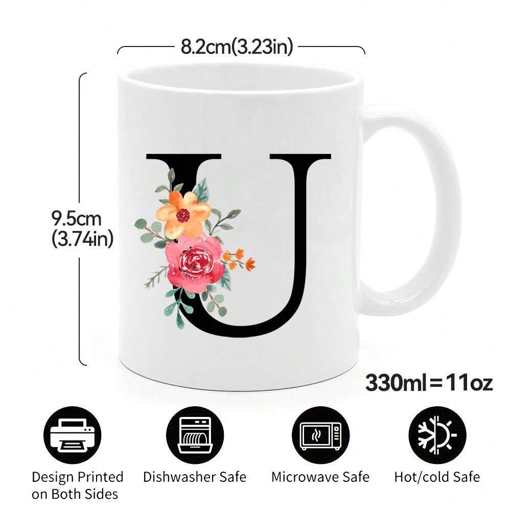 1pc, 11oz English Letter Mug, A-Z Letter Creative Surname Mug, Ceramic ...