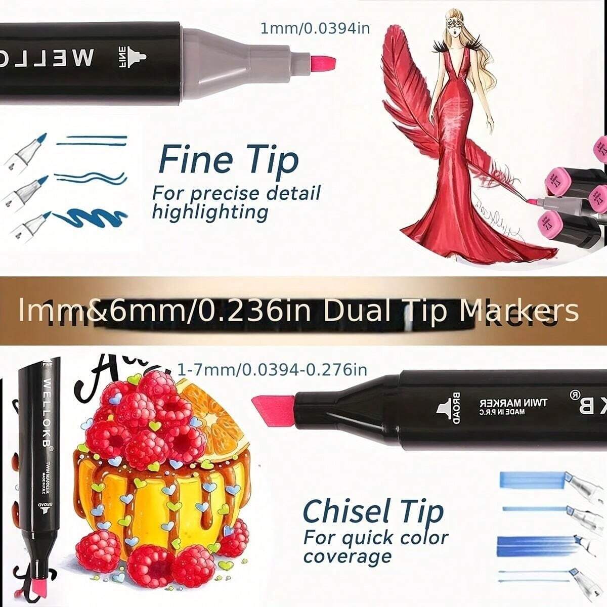 12/24/48/60/80pcs, Mixed Color Marker Pen Set, Personalized Dual Tip ...