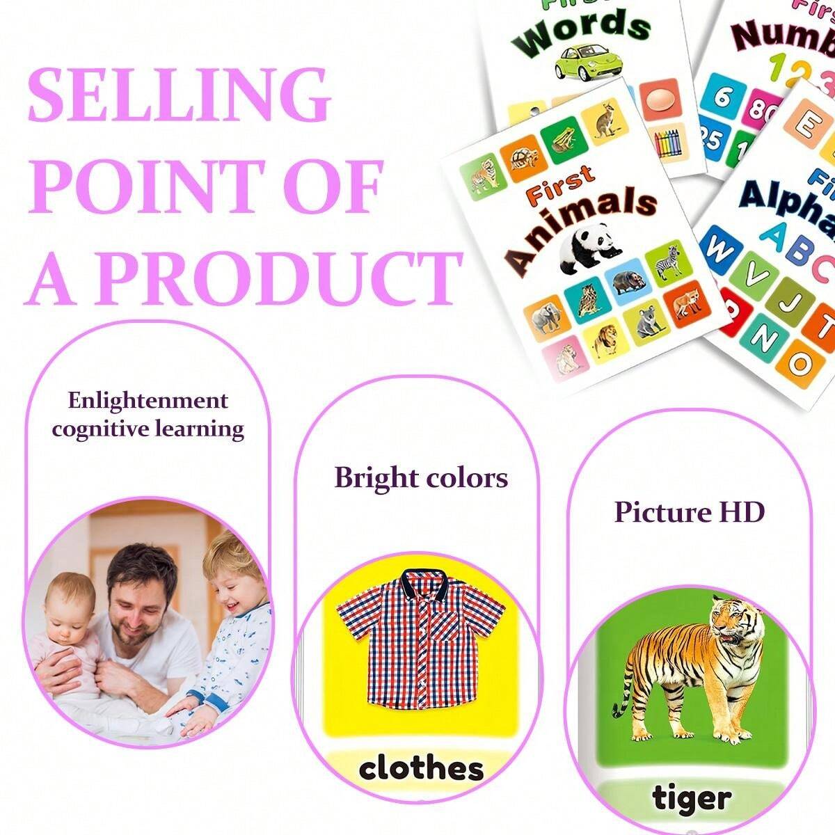 1 Set Of 4 English Children's Word Learning Vocabulary Books - Includes ...
