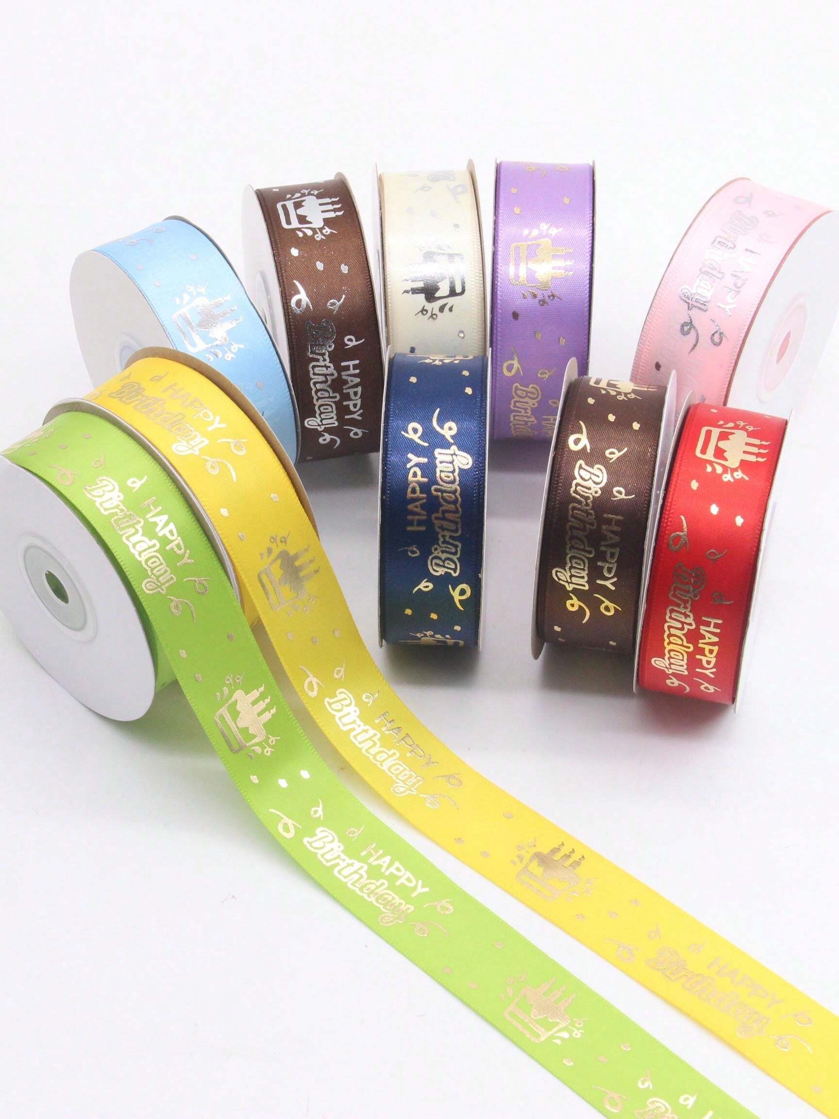 2.5CM Ribbon With Hot Stamping, Birthday Party Decoration Ribbon, DIY ...