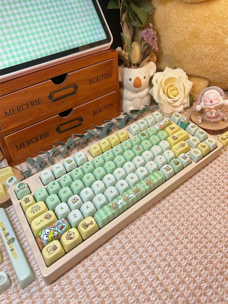 144 Keys Meow MOA Height Key Cap Cute Meow Square Thermal Sublimation ...