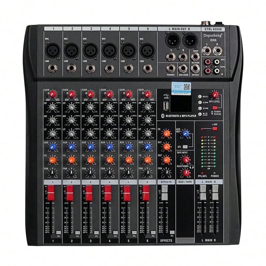 Depusheng 6 Channel Audio Mixer Sound Mixing Console With USB, PC ...